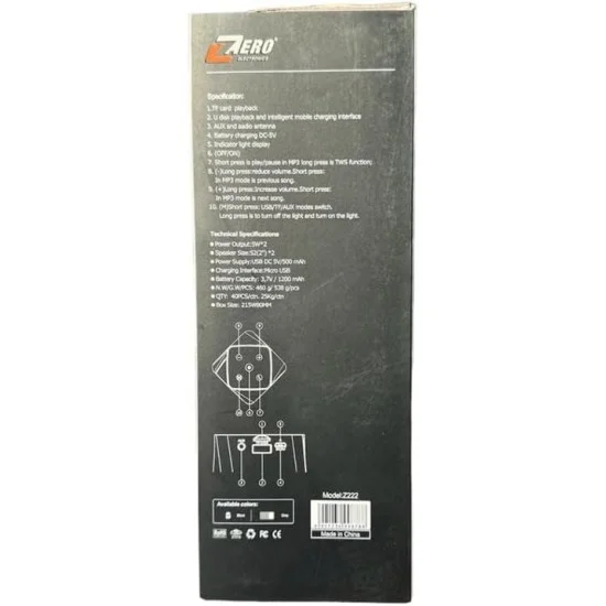 Speaker Wireless Bluetooth ZERO Z222