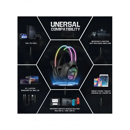 Headset Gaming onikuma With RGB LED X22 Black