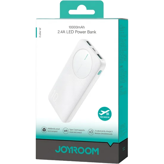 Power Bank Mobile Joyroom 2.4A 10000Mah JR-PBF12 White