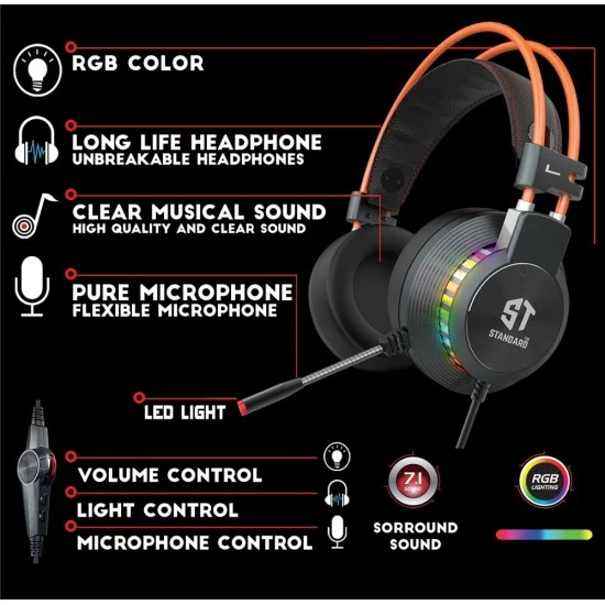 Headset ST Standard Gaming With RGB LED GM-011